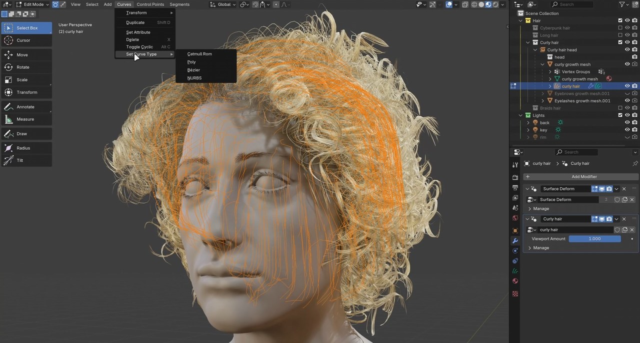 Convert 3D Hair Curves & Geometry Nodes To Mesh In Blender Easy